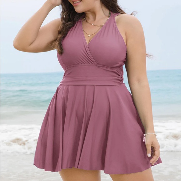 BloomChic | Swim | Nwtsolid Ruffle Hem Empire Waist Halter Swim Dress ...